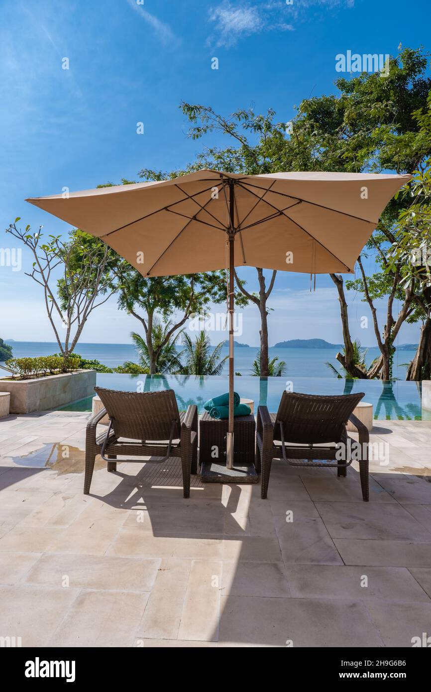 luxury beach chairs on the beach of Phuket Thailand Asia Stock Photo ...