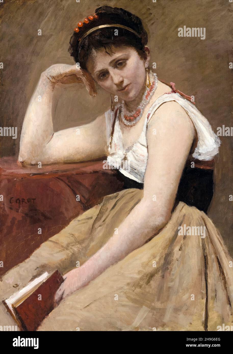 Interrupted Reading, painting by Jean Baptiste Camille Corot, circa ...