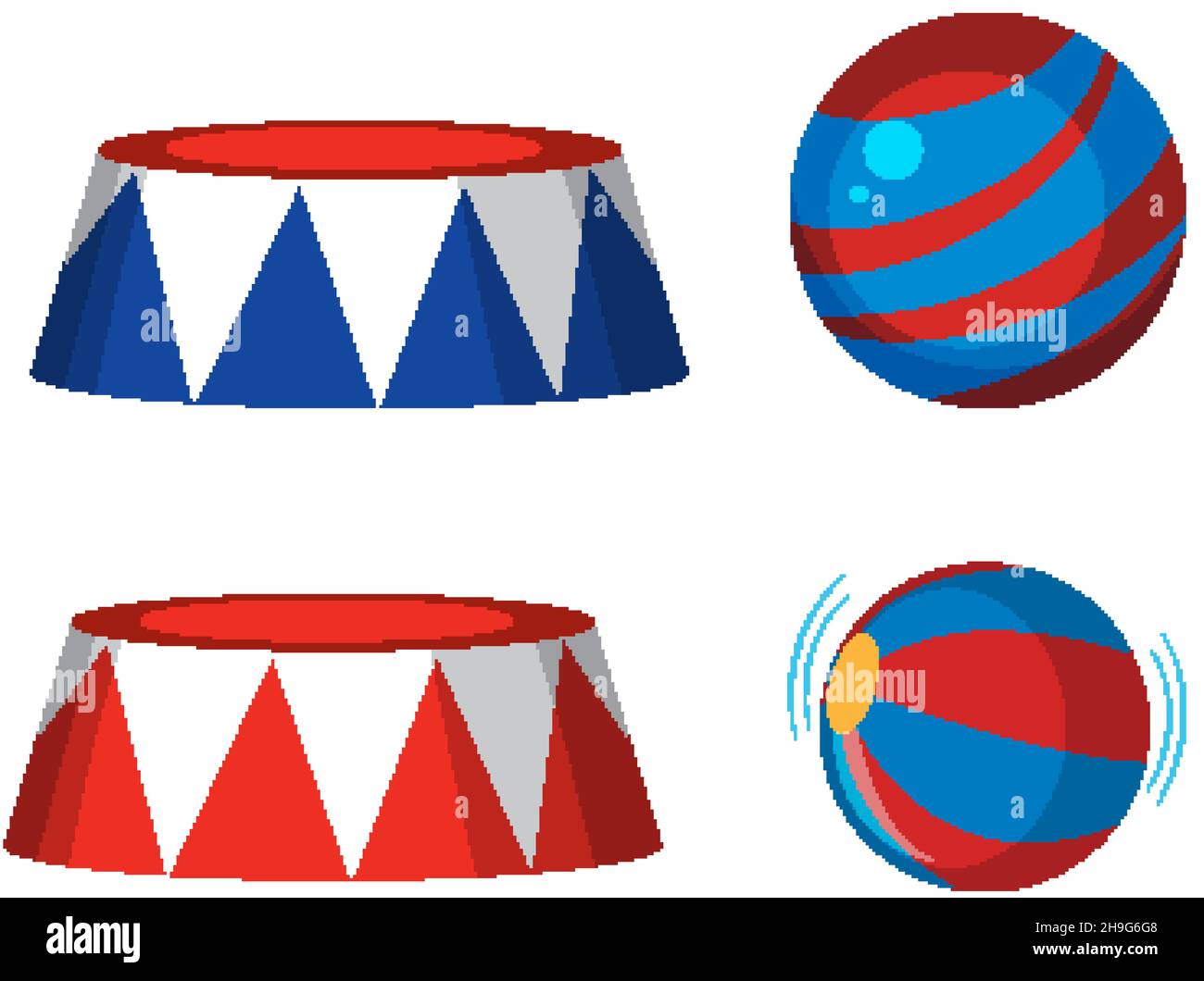 Circus arena stands and balls on white background illustration Stock ...