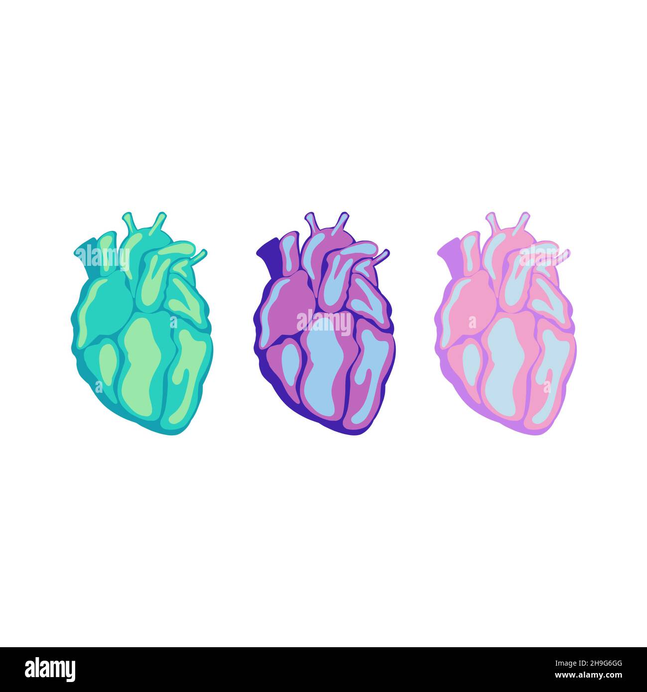 Abstract Human Hearts in trending colors. Set for design for Valentine ...