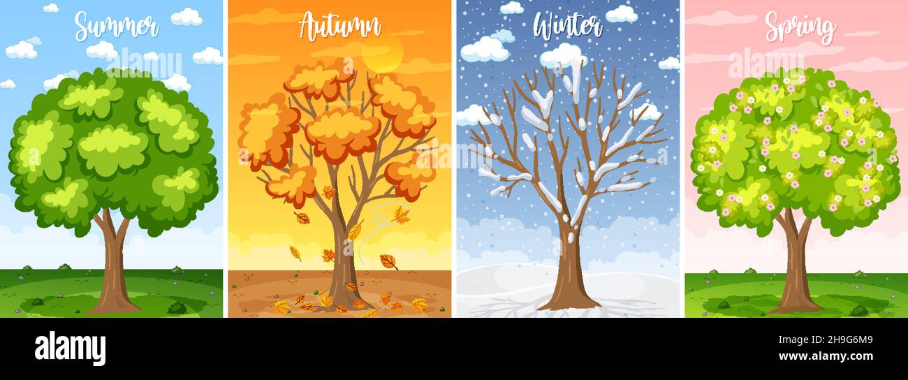 Set of four seasons backgrounds illustration Stock Vector Image & Art ...
