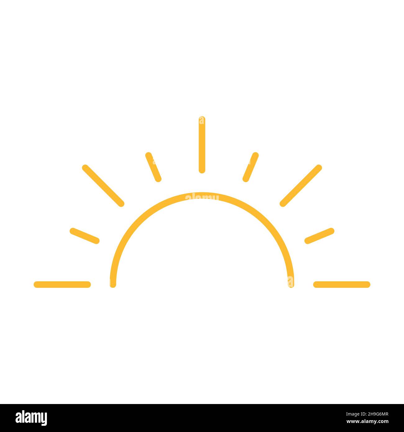 A half sun is setting downwards icon vector sunset concept for graphic ...