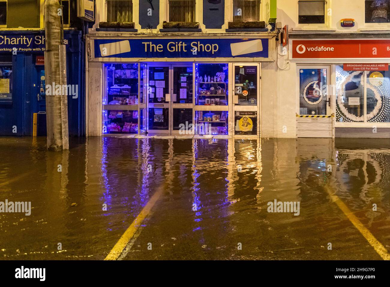 Shops in the town of Bantry in County Cork which flooded after Storm ...