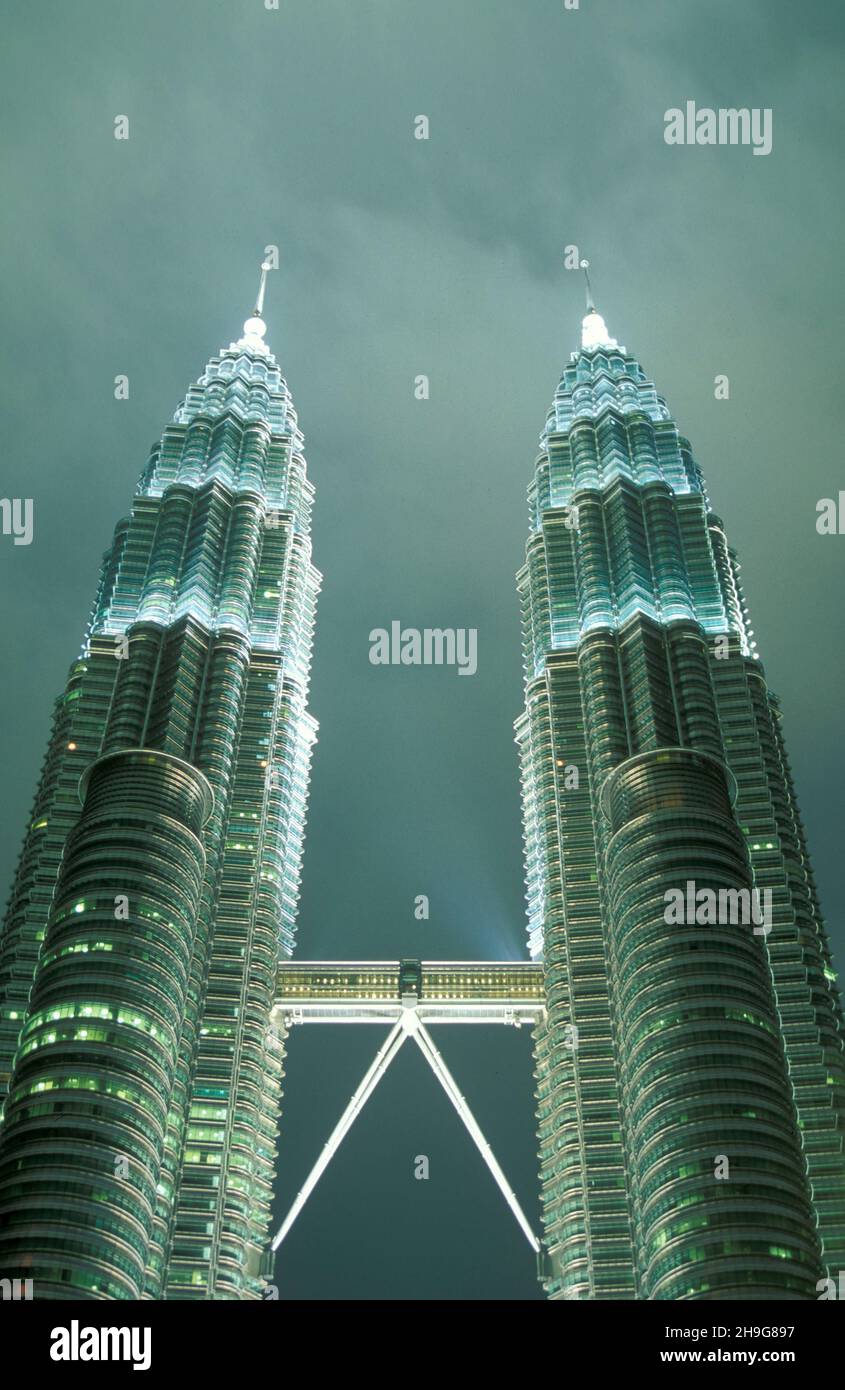 the architecture of the Petronas Twin Towers in the city of Kuala Lumpur in Malaysia. Malaysia ...