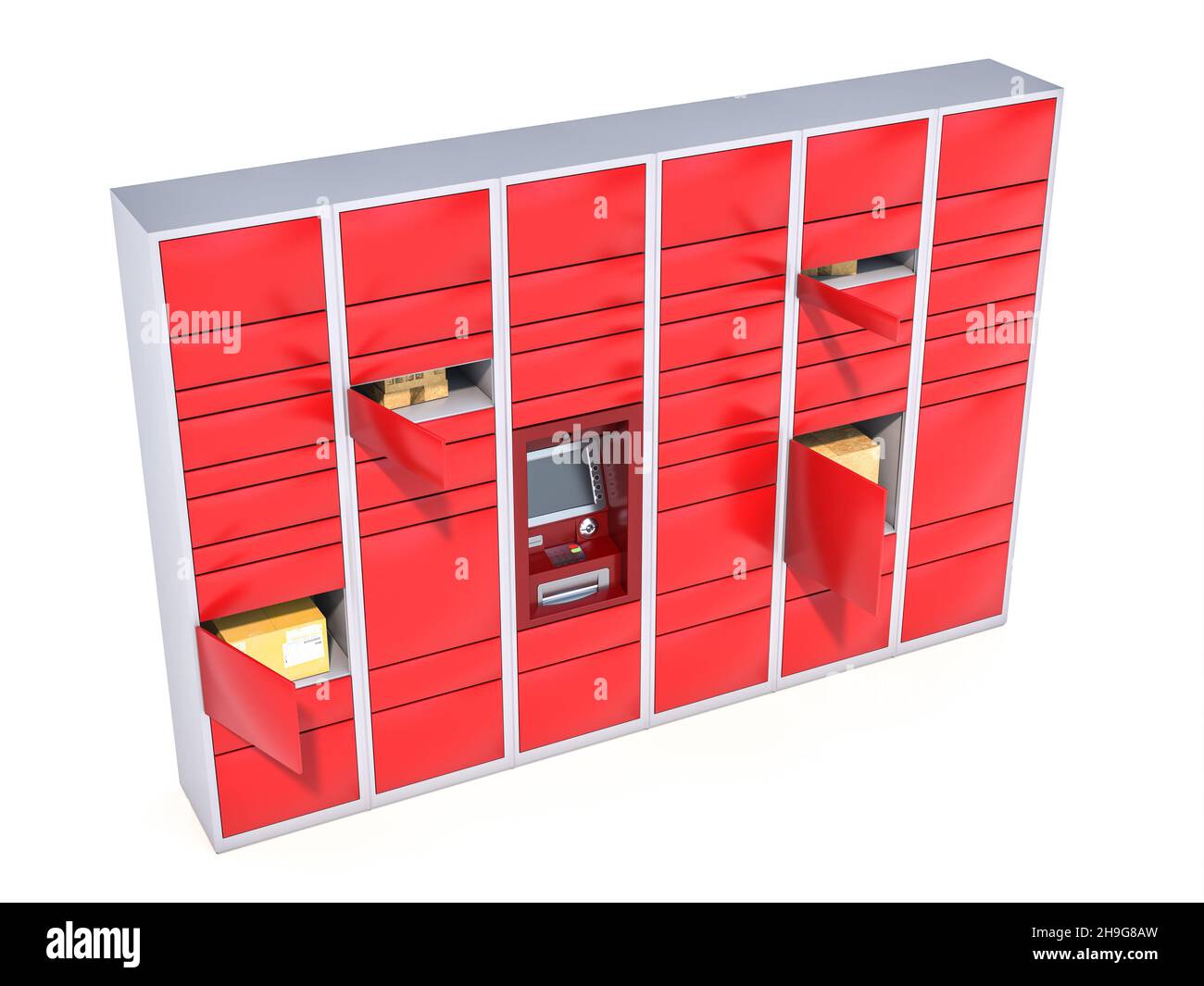 locker for parcels and shipments. 3d render Stock Photo - Alamy