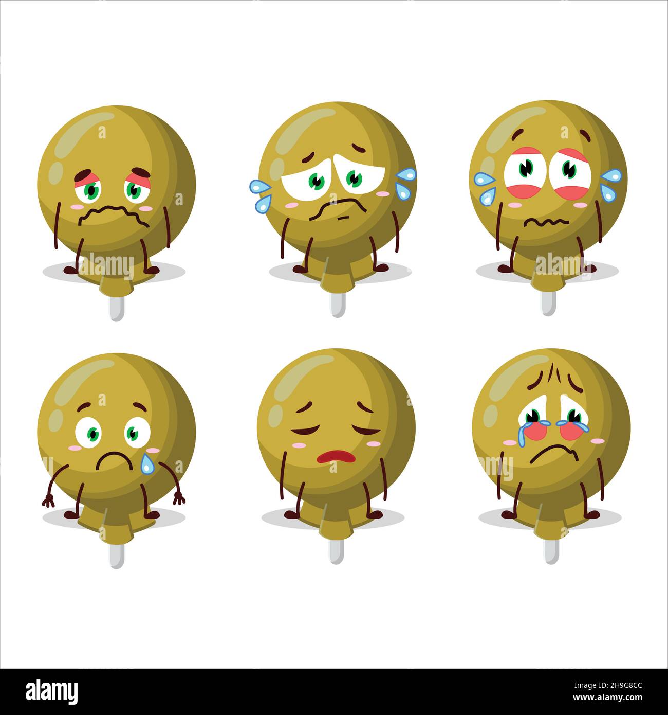 Yellow lolipop wrapped cartoon character with sad expression. Vector ...