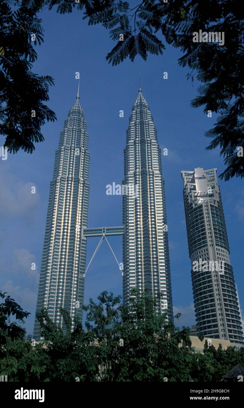 the architecture of the Petronas Twin Towers in the city of Kuala Lumpur in Malaysia. Malaysia ...