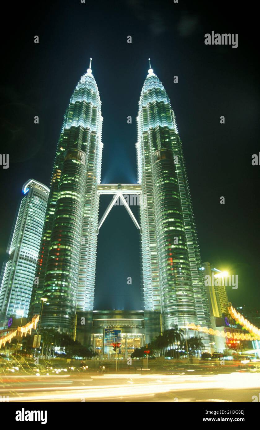 the architecture of the Petronas Twin Towers in the city of Kuala Lumpur in Malaysia. Malaysia ...