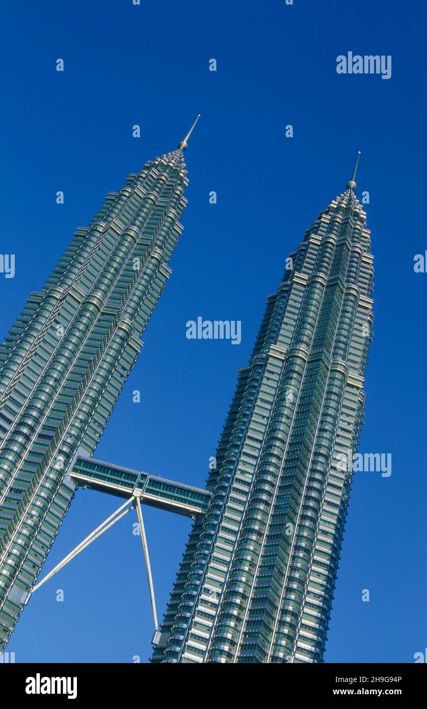 the architecture of the Petronas Twin Towers in the city of Kuala Lumpur in Malaysia. Malaysia ...