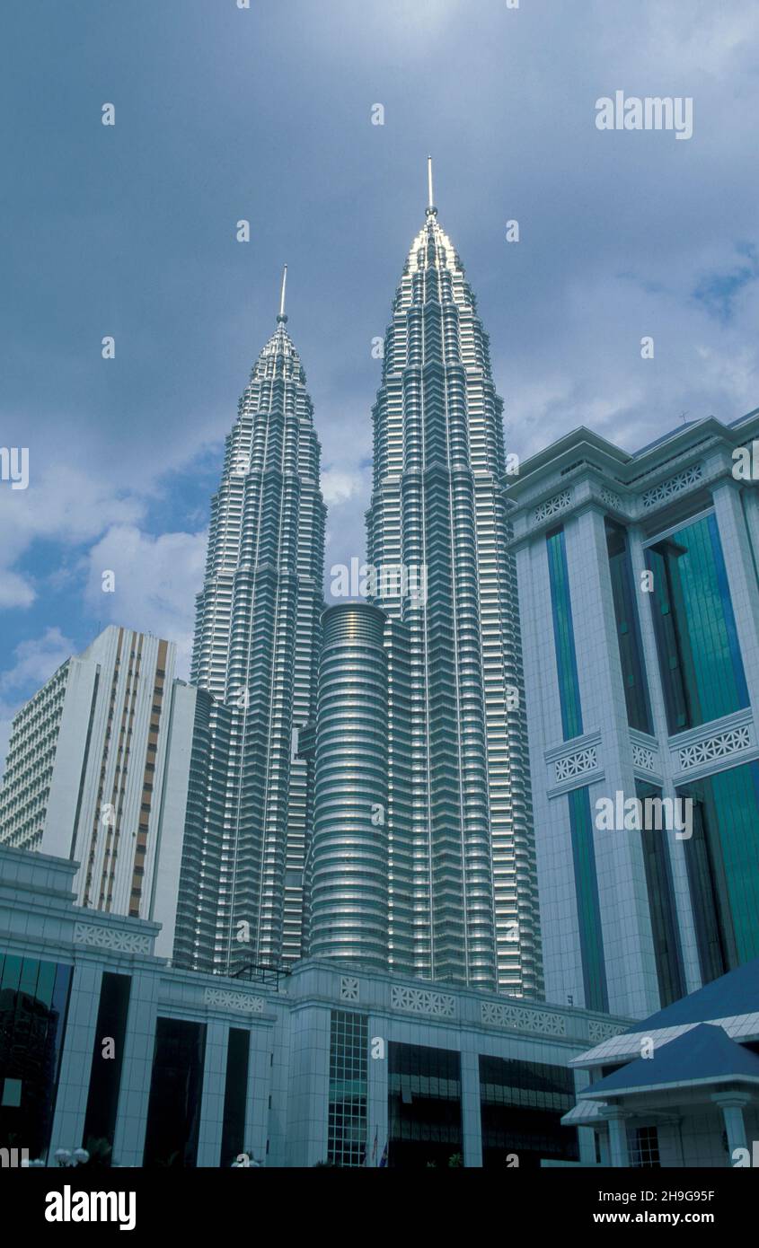 the architecture of the Petronas Twin Towers in the city of Kuala Lumpur in Malaysia. Malaysia ...