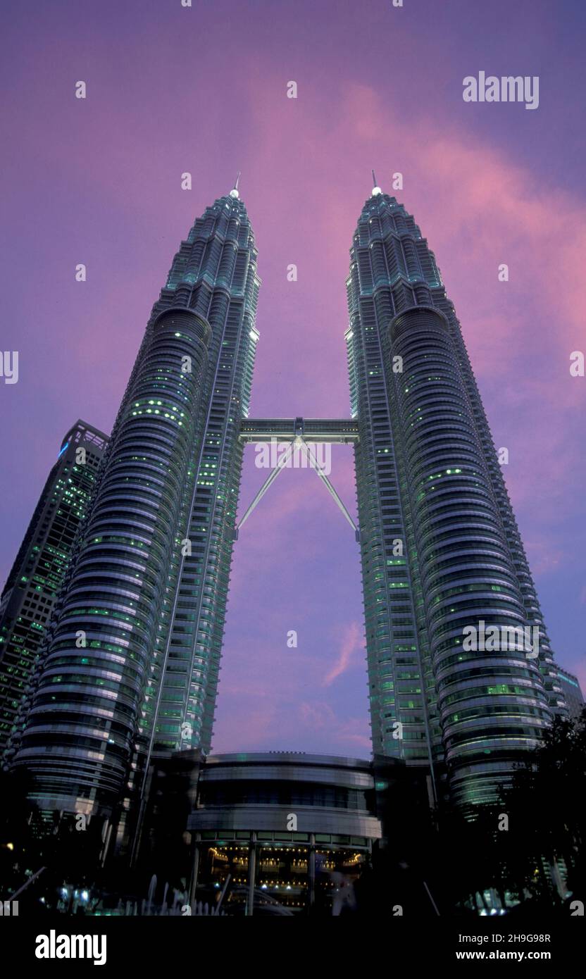 the architecture of the Petronas Twin Towers in the city of Kuala Lumpur in Malaysia. Malaysia ...