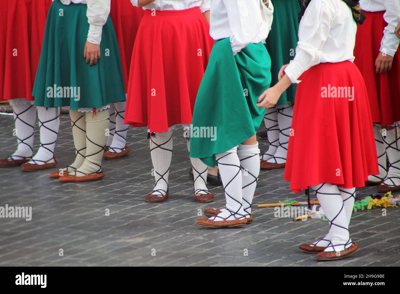 Beautiful representation of a folk dance in Basque country during the ...