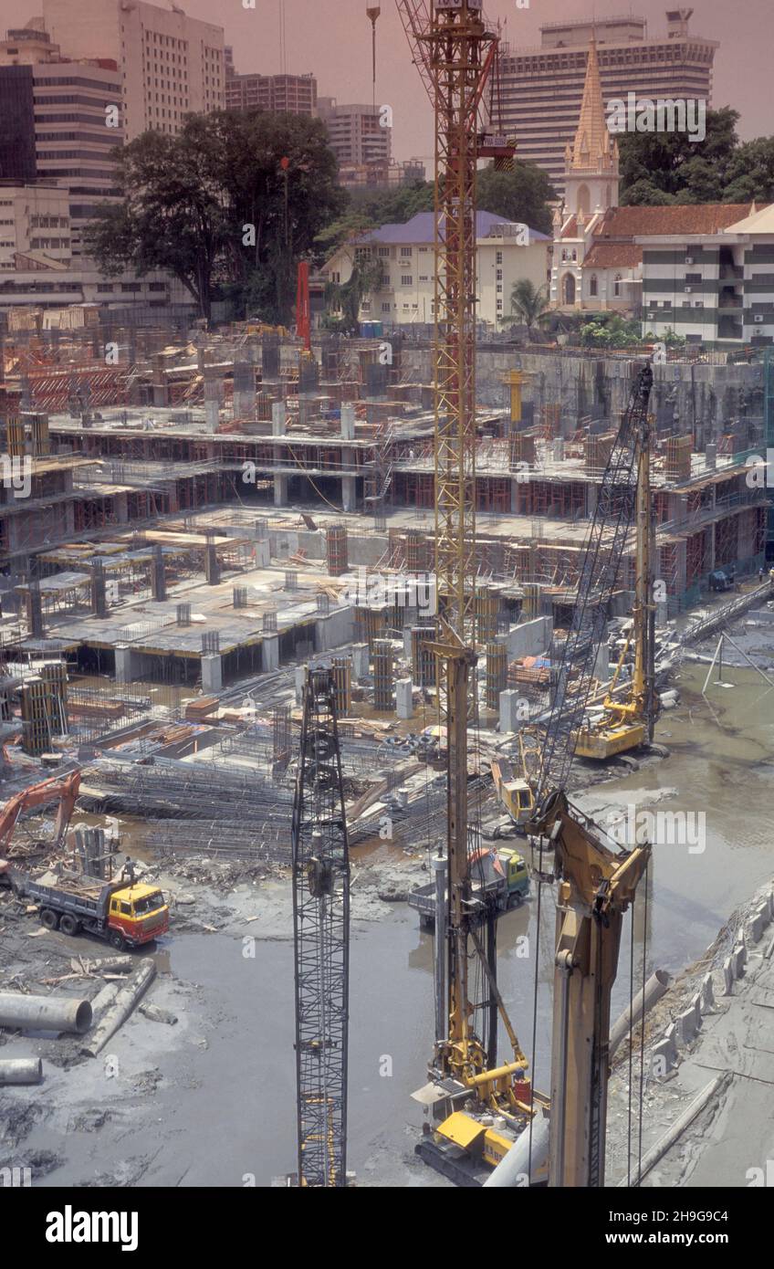 a large construction side in the city of Kuala Lumpur in Malaysia ...