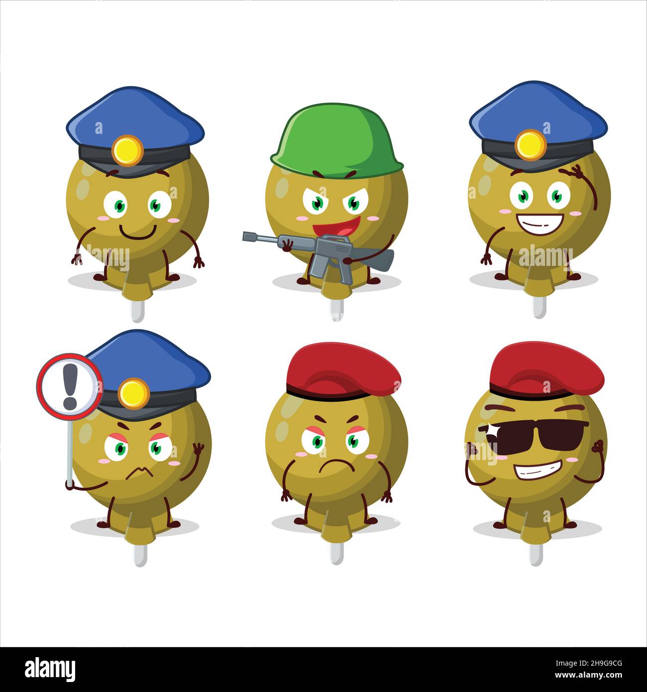 A dedicated Police officer of yellow lolipop wrapped mascot design ...