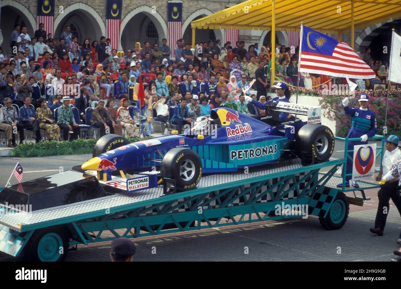a Petronas Sauber F1 race car at the Military Parade at the Malaysian ...