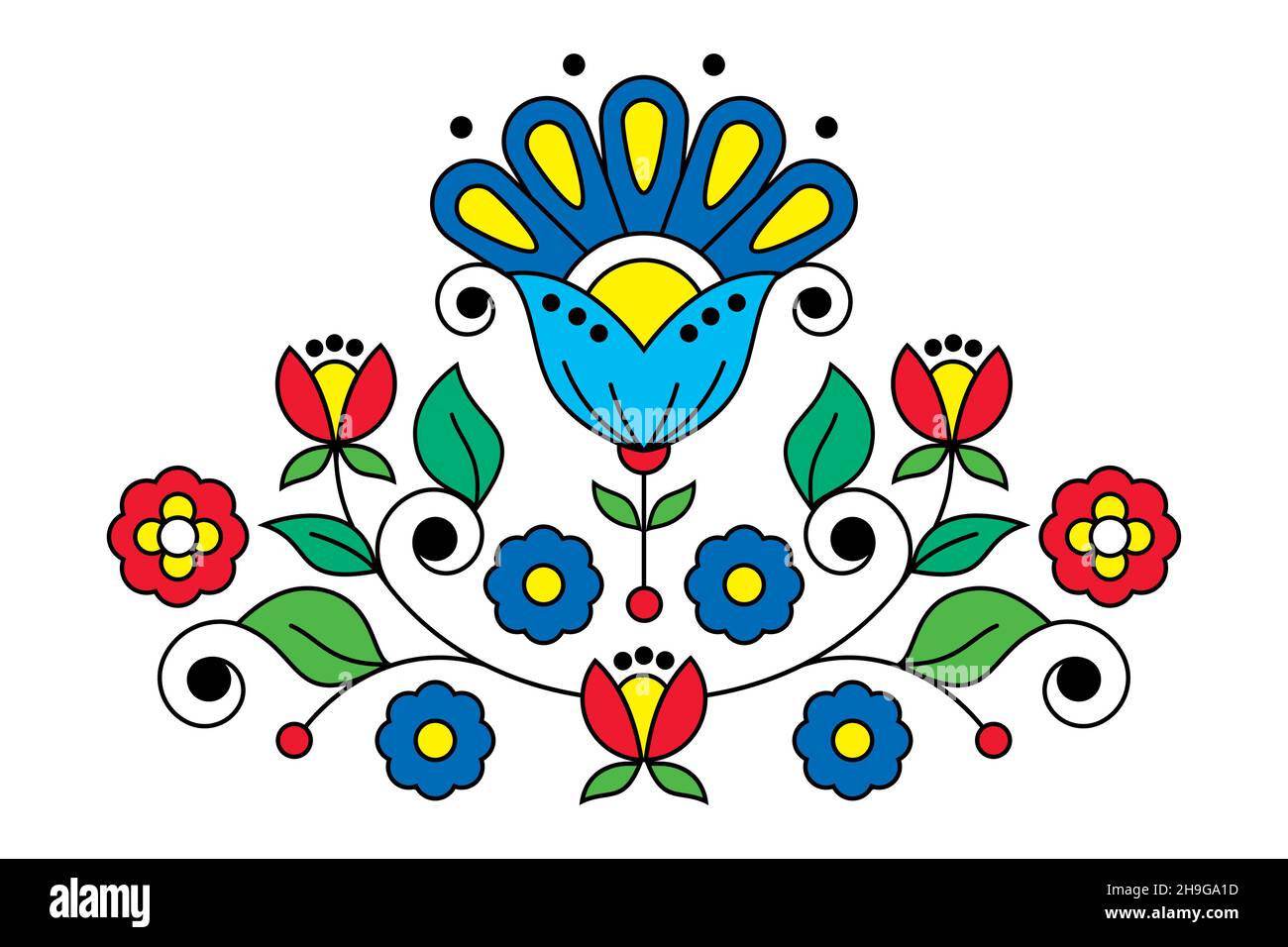 Scandinavian spring folk art vector design inspired by traditional ...