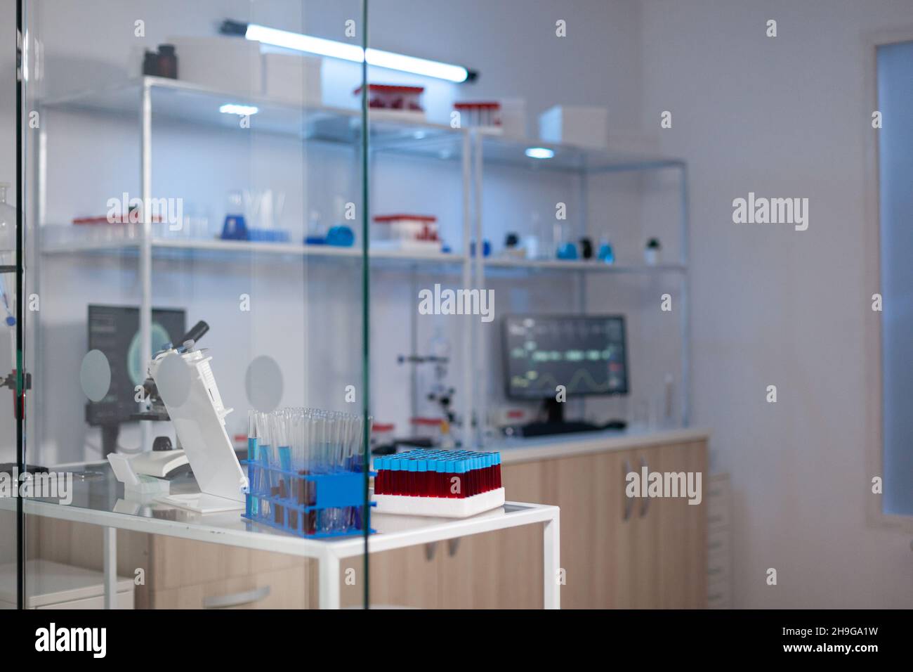 Empty medical neuroscience laboratory with nobody in it with ...