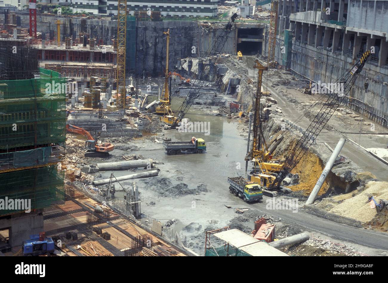 a large construction side in the city of Kuala Lumpur in Malaysia ...