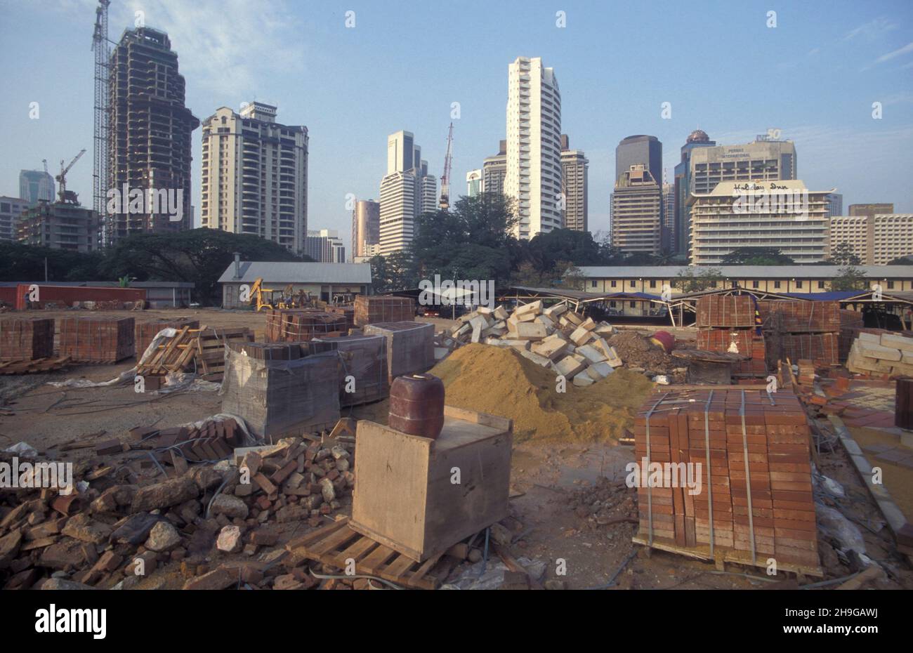 a large construction side in the city of Kuala Lumpur in Malaysia ...