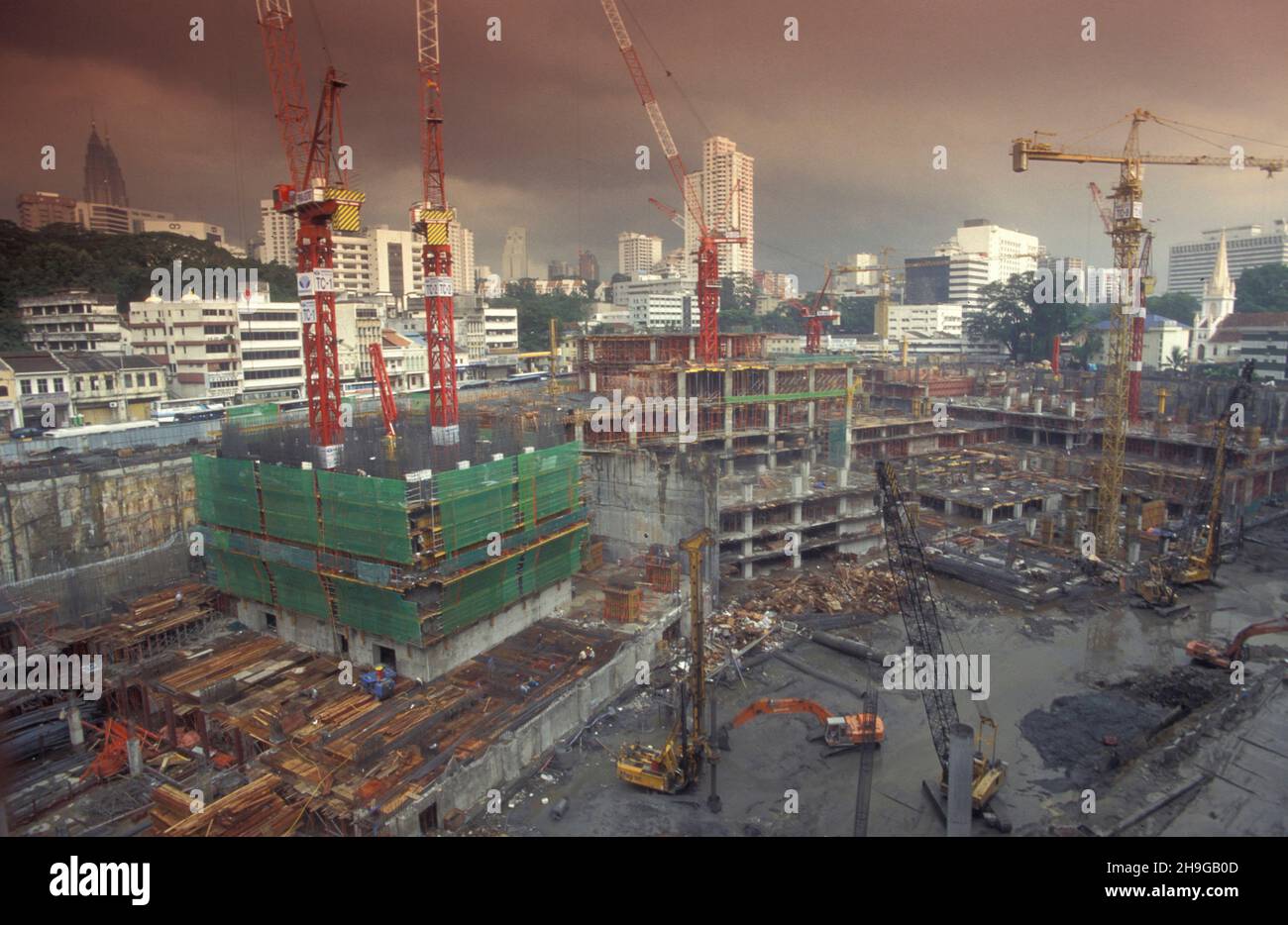 a large construction side in the city of Kuala Lumpur in Malaysia ...
