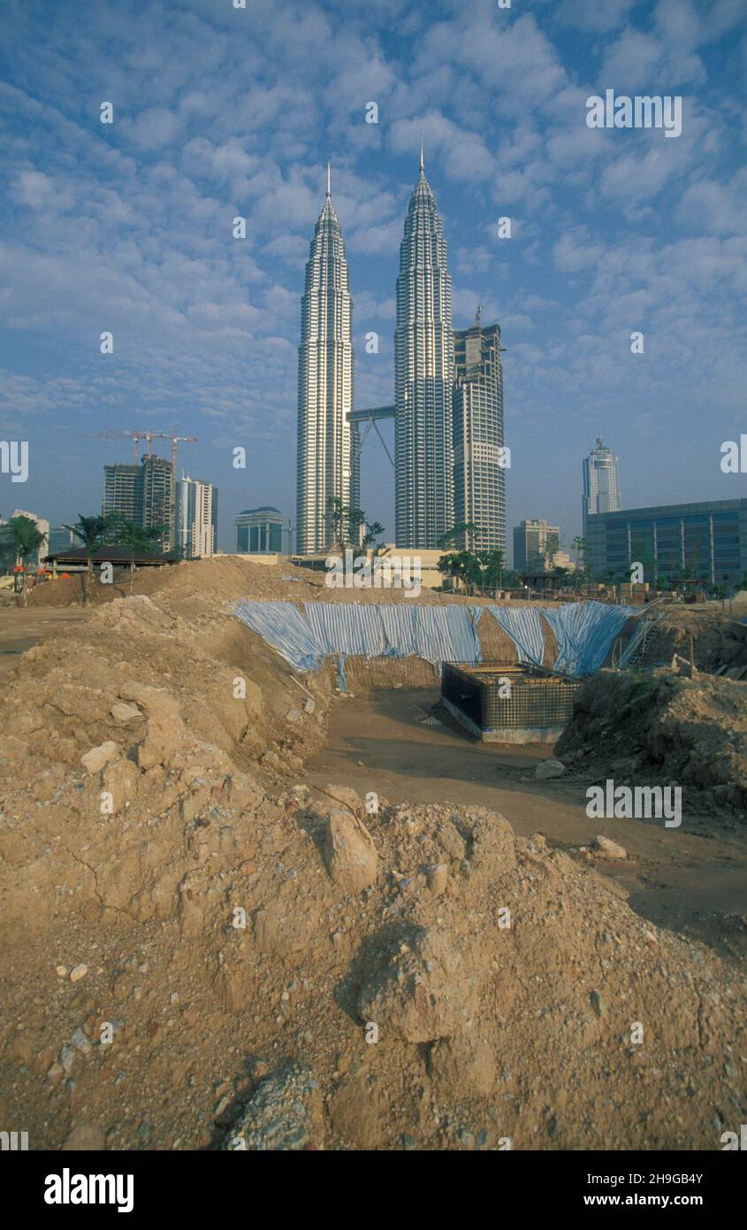 a large construction side in the city of Kuala Lumpur in Malaysia ...