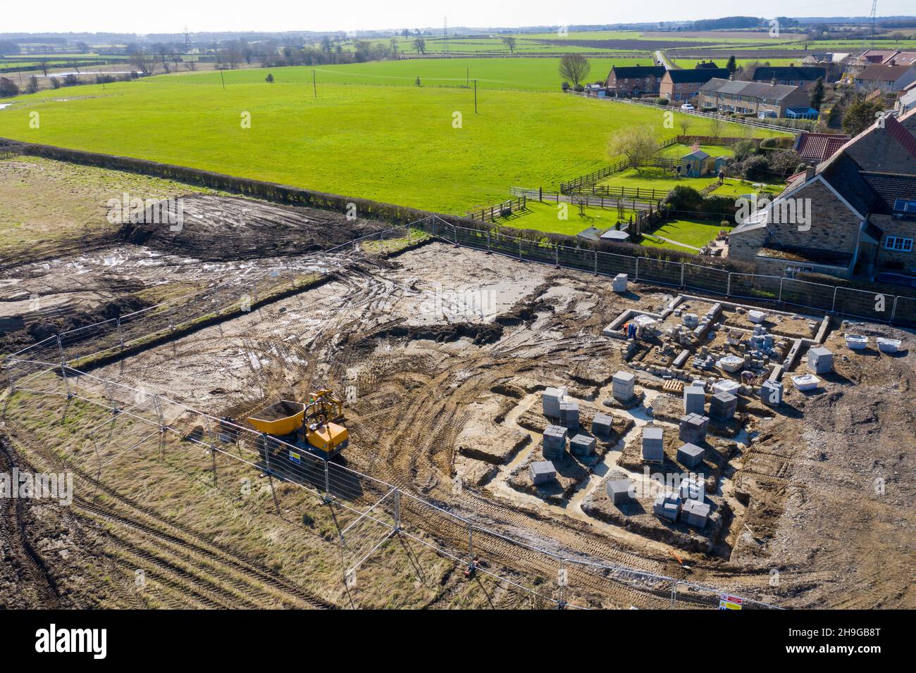 Aerial photo of the UK village of Wetherby in Yorkshire showing ...