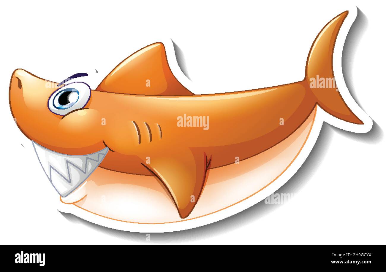 Smiling shark cartoon sticker illustration Stock Vector Image & Art - Alamy