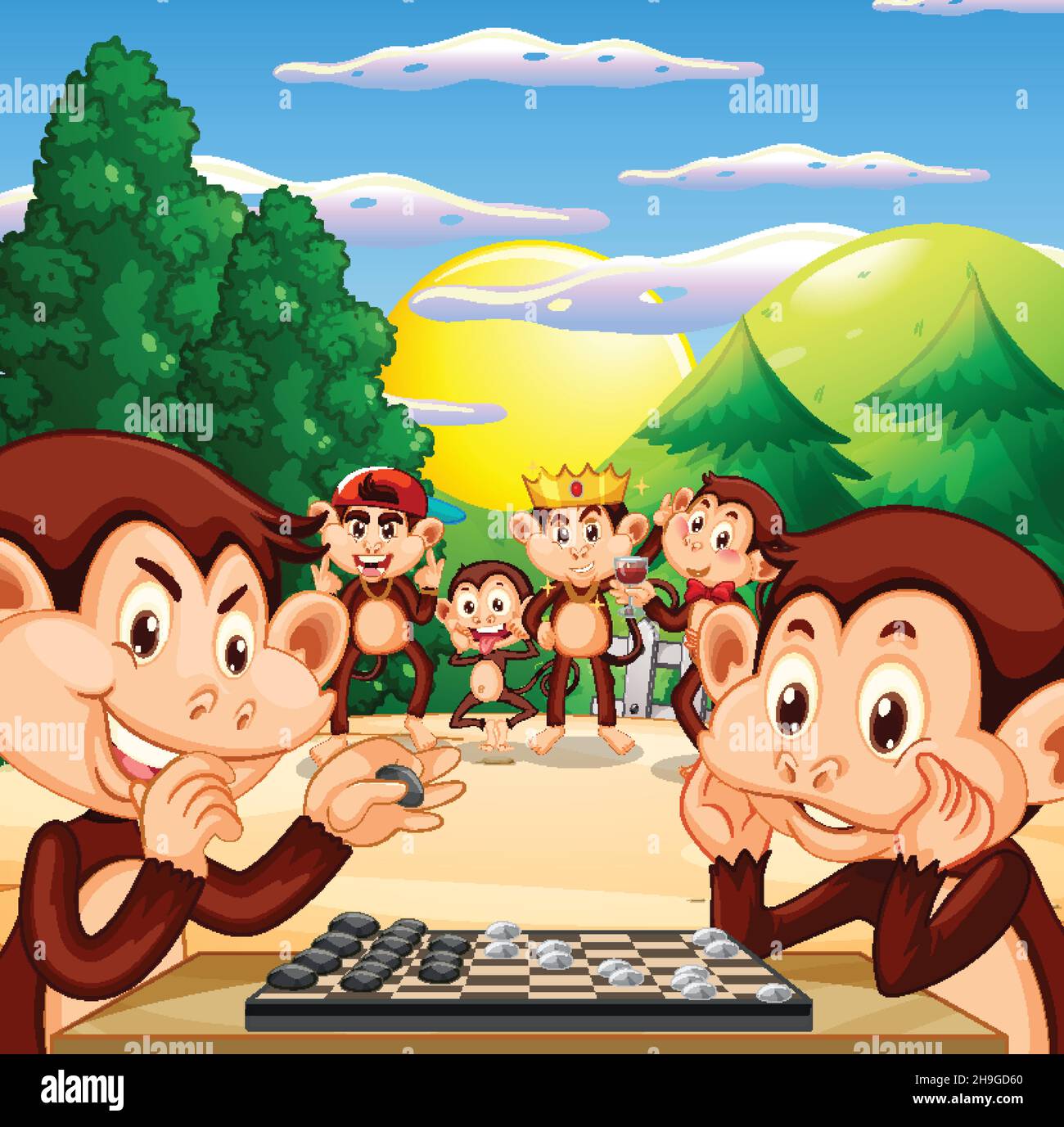Monkey playing chess Stock Vector Images - Alamy