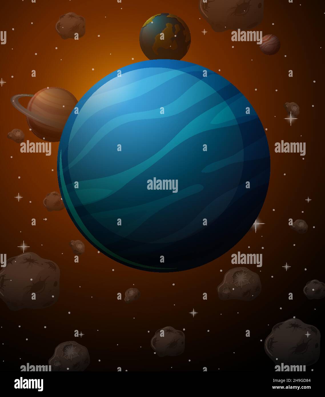 Neptune planet on space background illustration Stock Vector Image ...