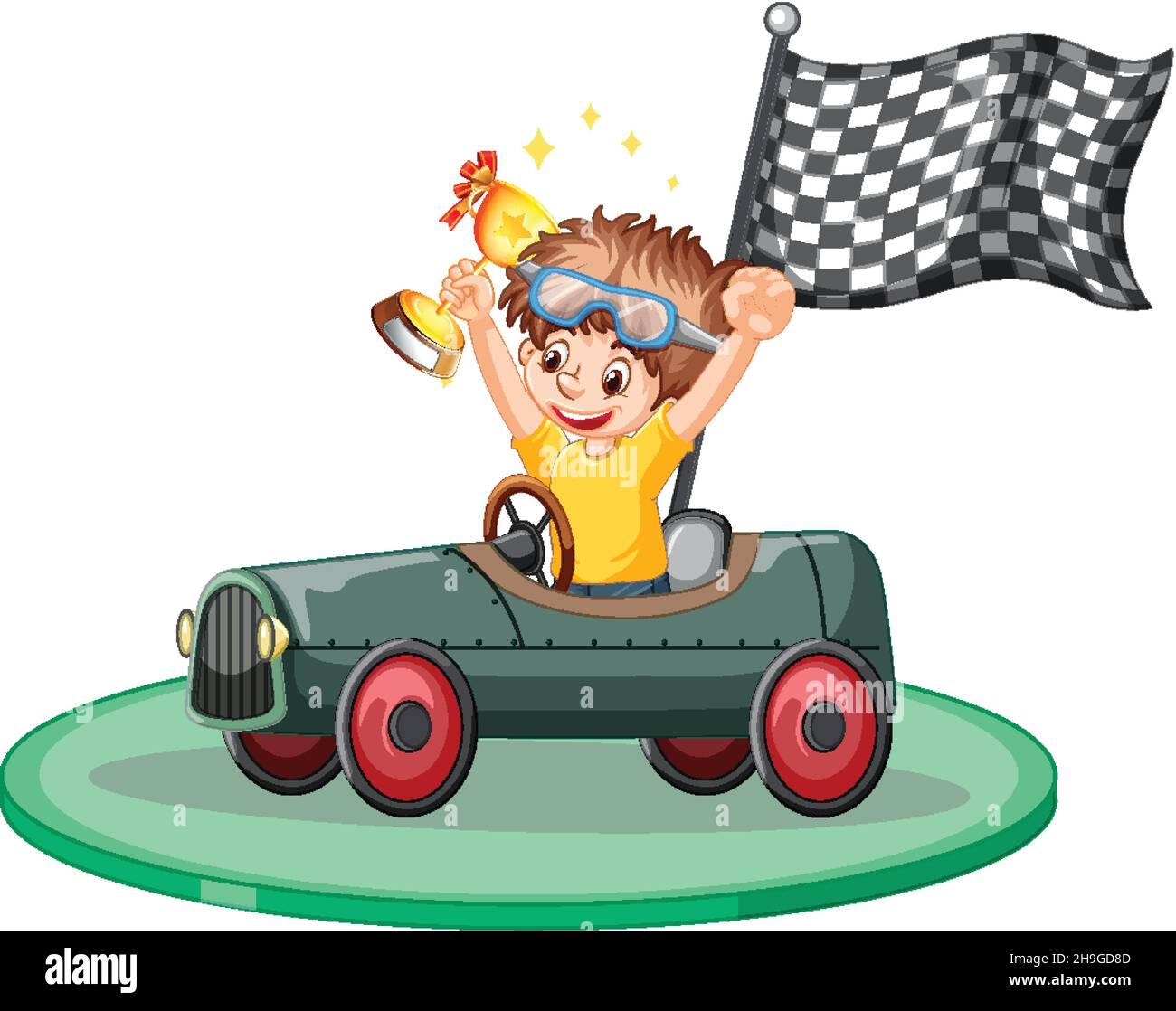 Cartoon race car driver boy Stock Vector Images - Alamy