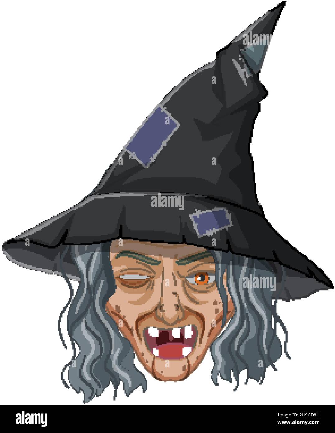 Wicked old witch face on white background illustration Stock Vector ...