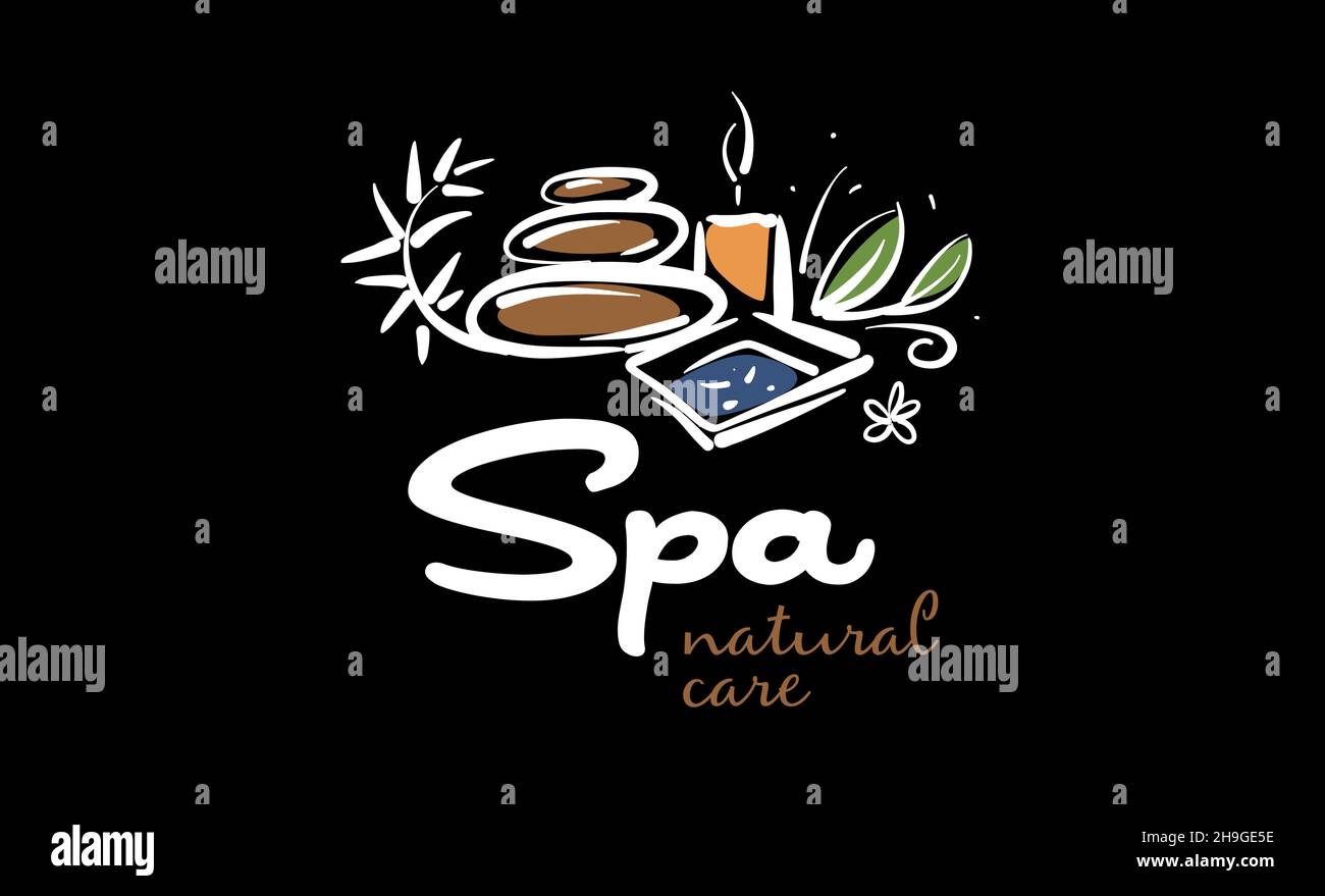Drawn vector SPA logo on a black background Stock Vector Image & Art ...