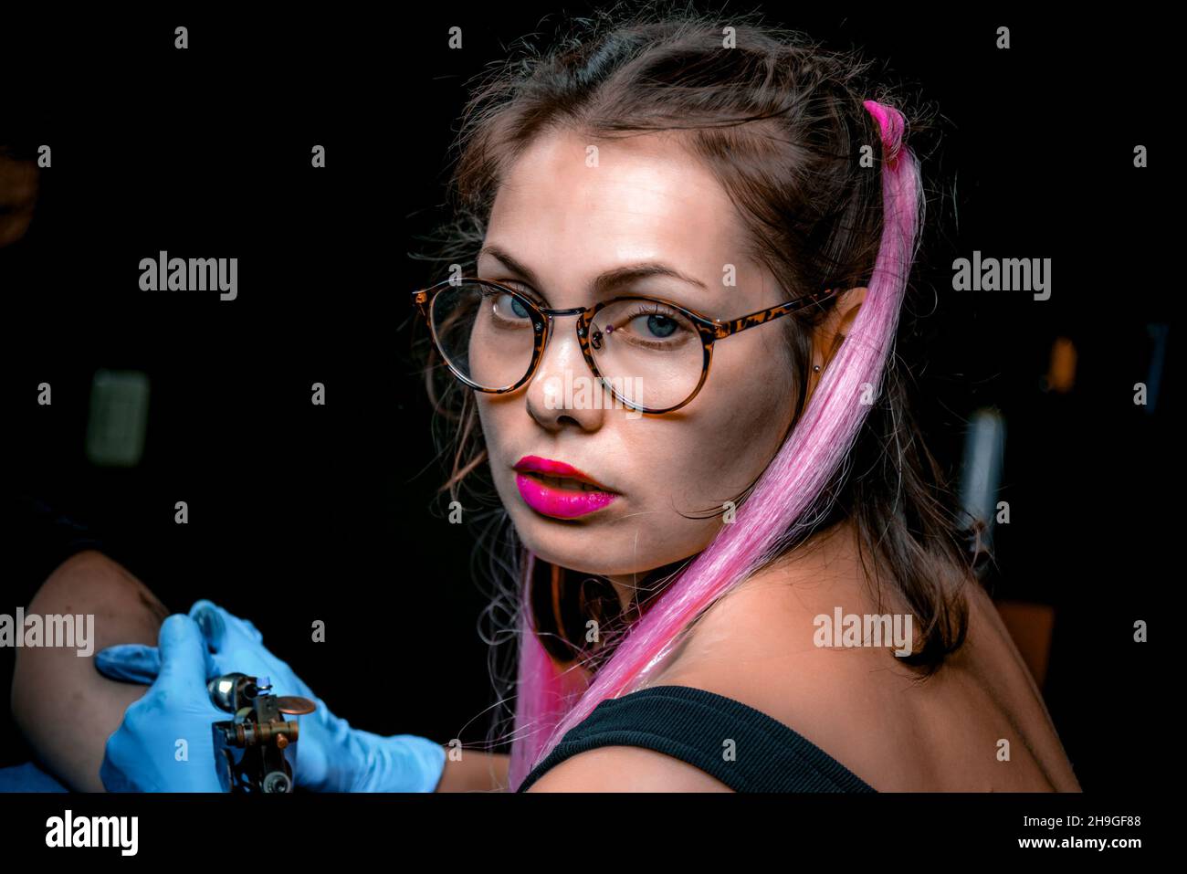 Skin master works in salon Stock Photo - Alamy