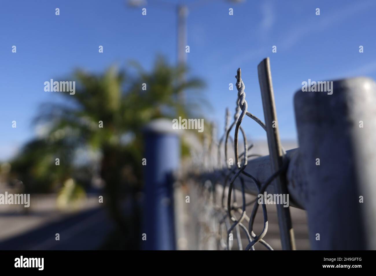 Closeup shot of the details of a grid fence Stock Photo - Alamy
