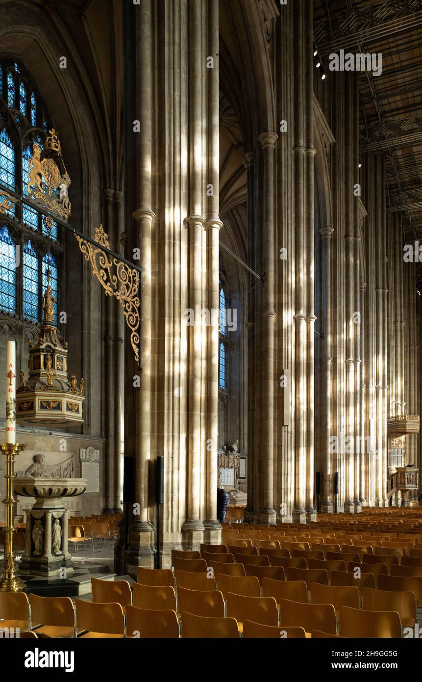 Dappled light patterns and effects on the stonework inside Canterbury ...