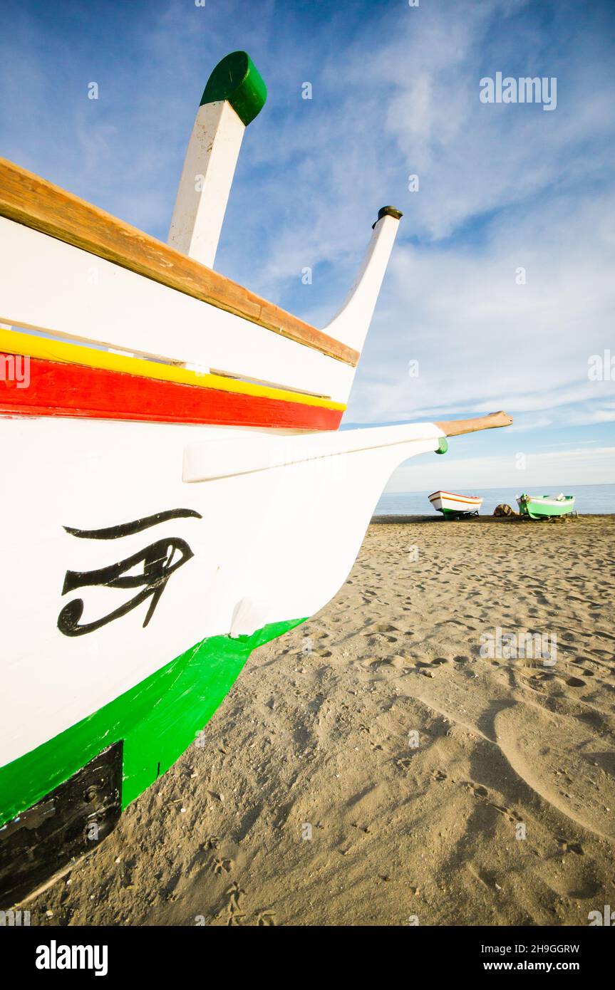 Typical boat in Malaga, Spain Stock Photo - Alamy