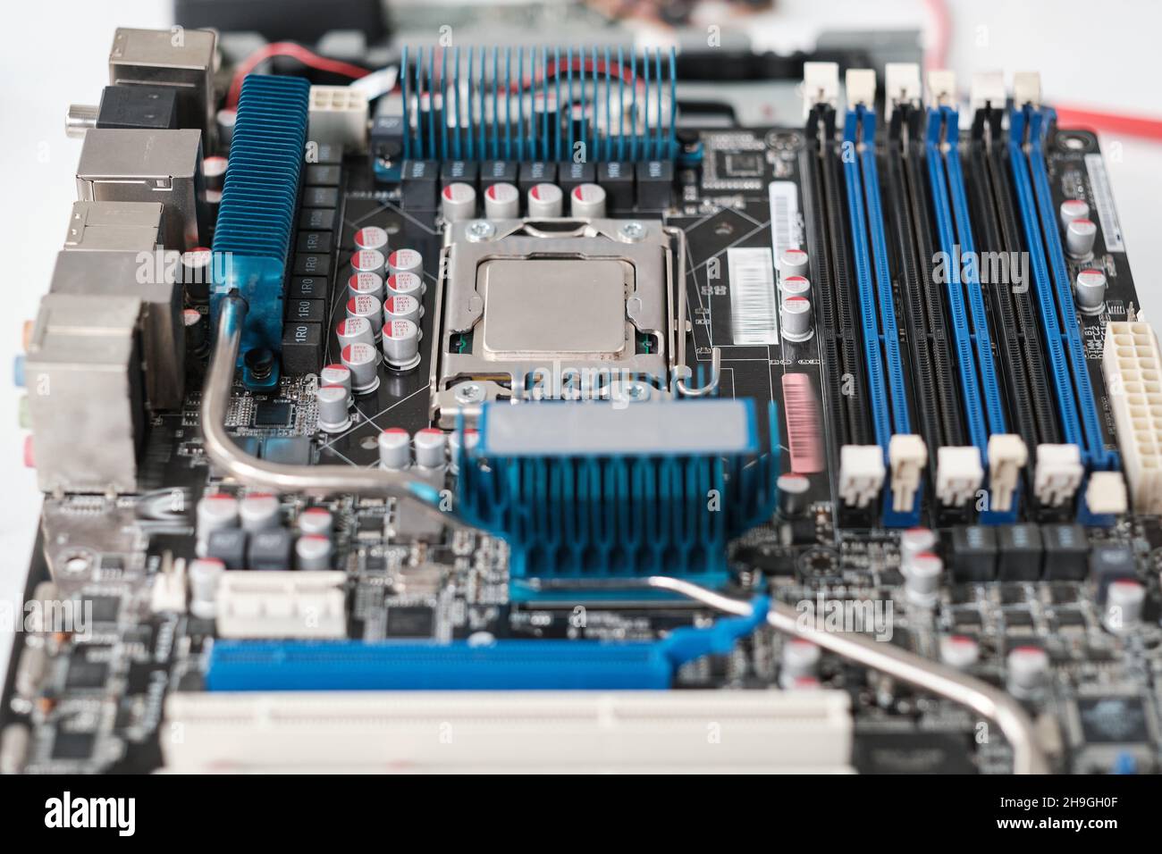 Part of large processor or motherboard needing repairment with many ...