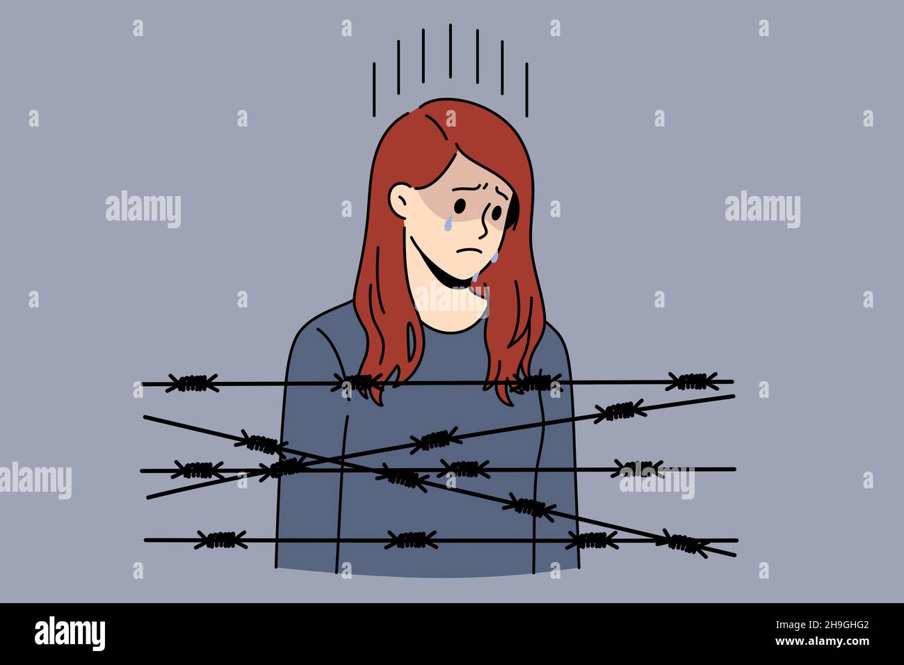 Sad Cartoon Woman Standing