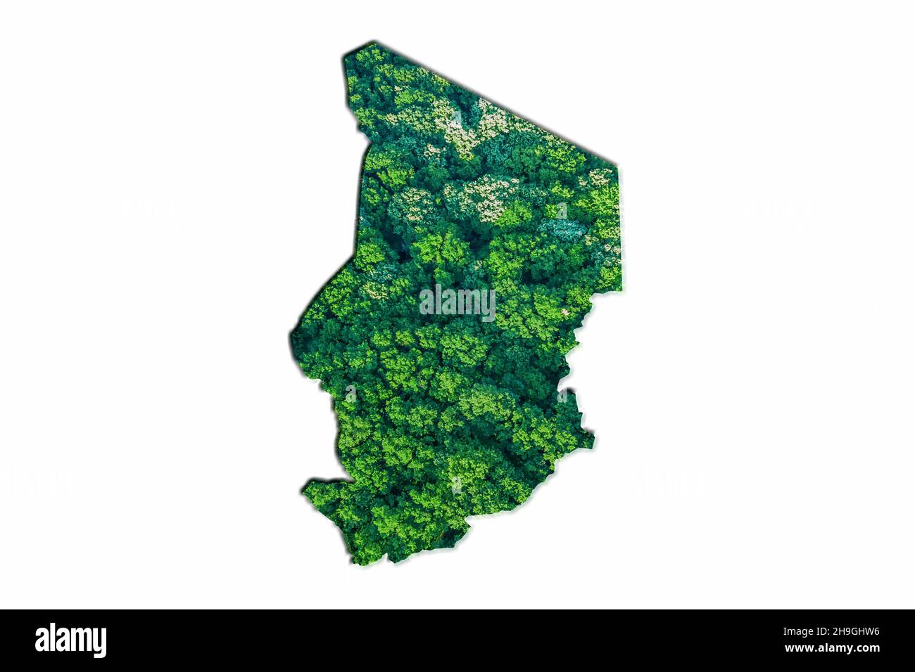 Green Forest Map of Chad, on white background Stock Photo - Alamy