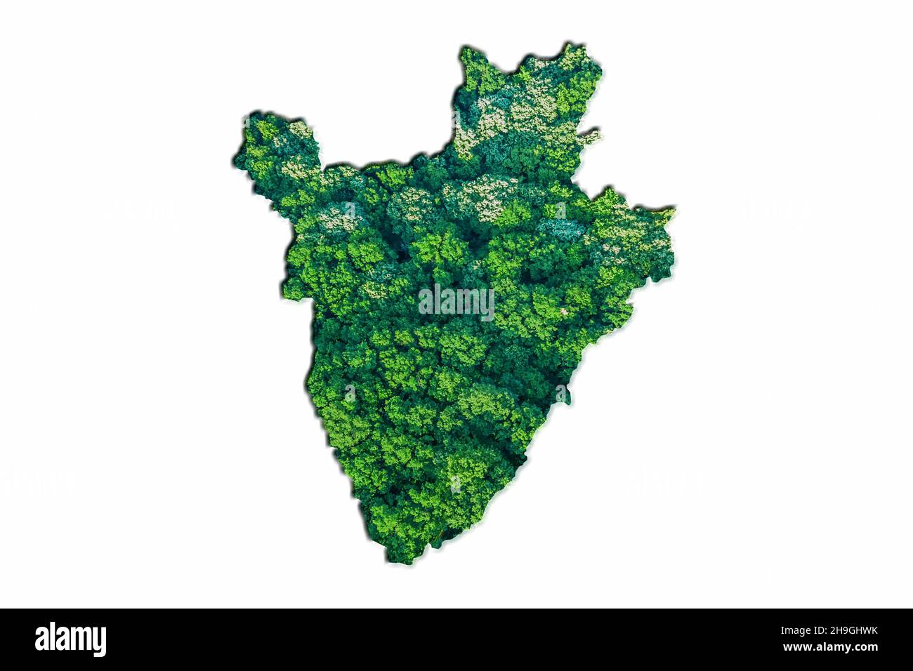 Green Forest Map of Burundi, on white background Stock Photo - Alamy