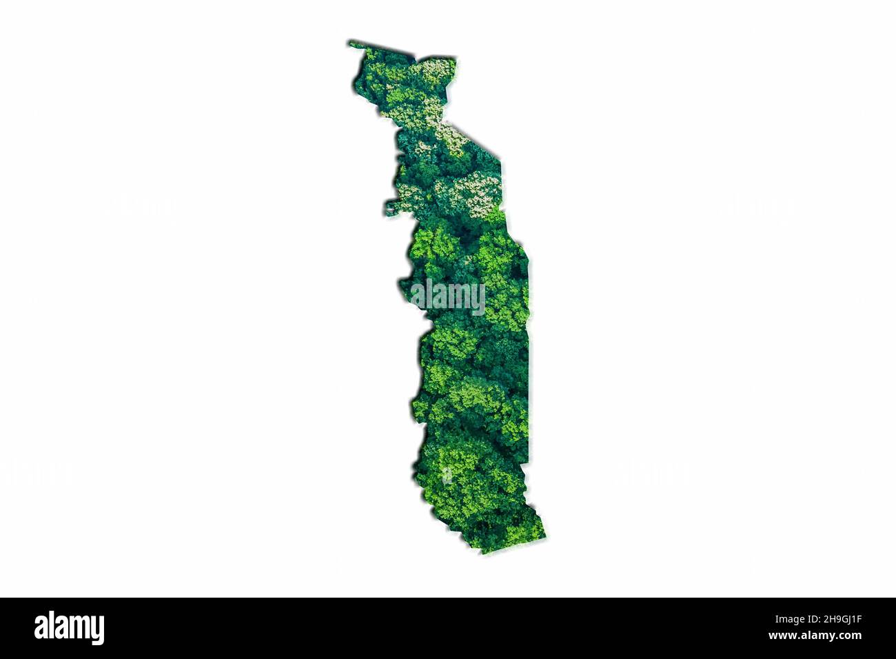 Green Forest Map of Togo, on white background Stock Photo - Alamy
