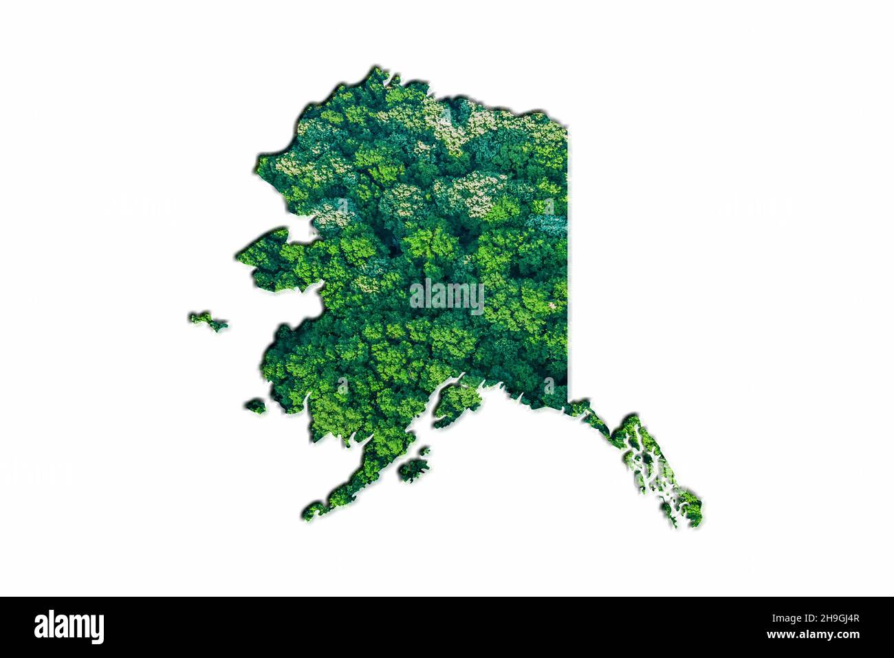 Green Forest Map of Alaska, on white background Stock Photo - Alamy
