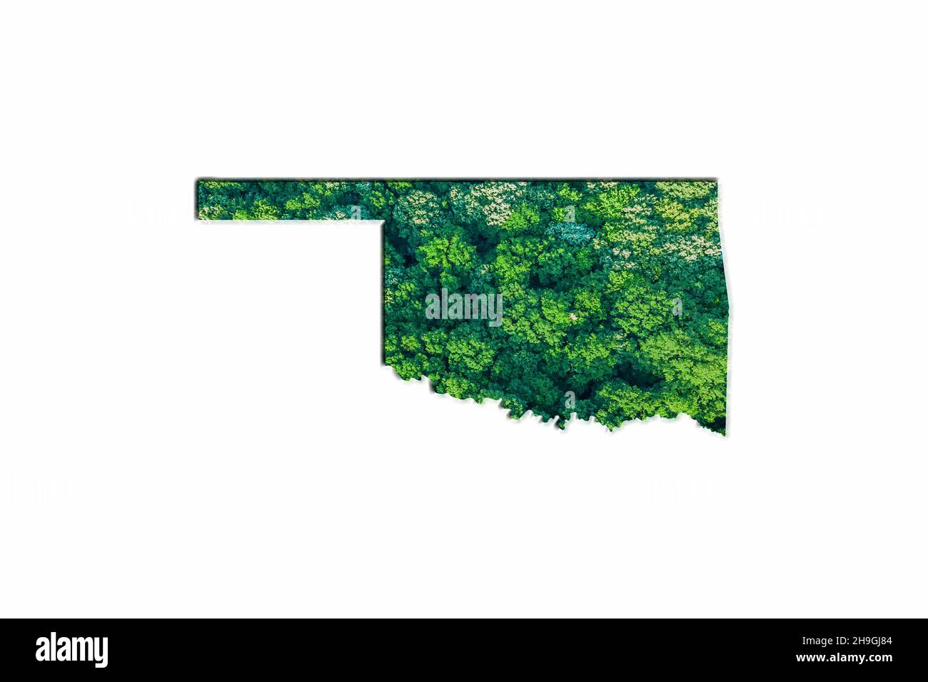 Green Forest Map of Oklahoma, on white background Stock Photo - Alamy