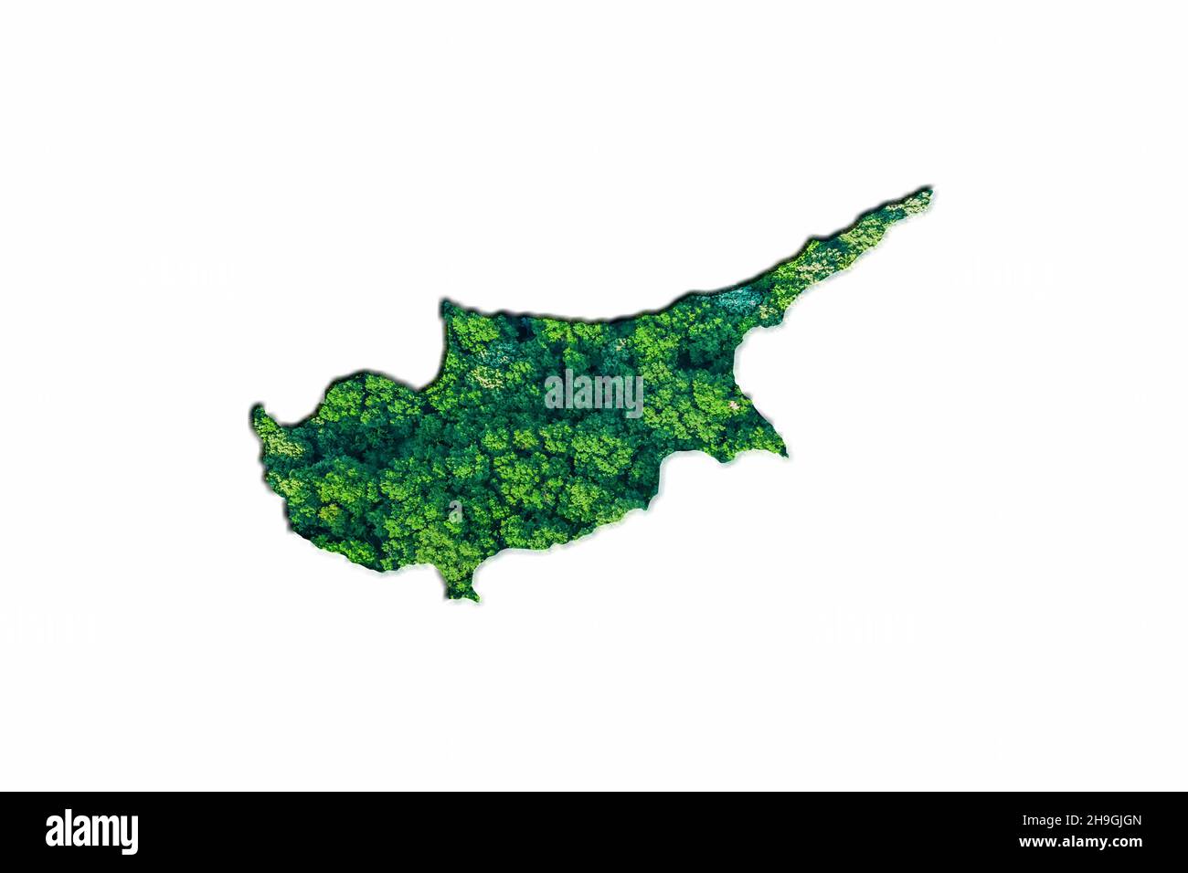 Green Forest Map of Cyprus, on white background Stock Photo - Alamy
