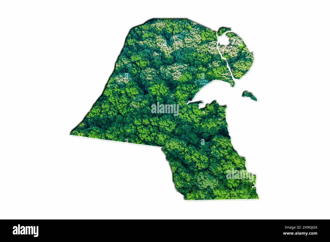 Green Forest Map of Kuwait, on white background Stock Photo - Alamy