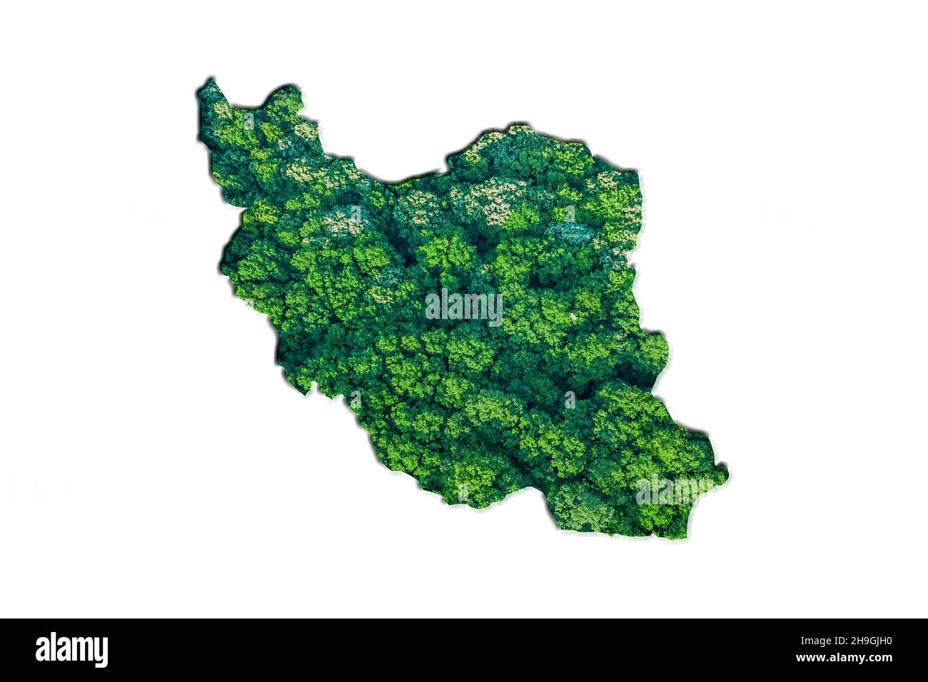 Green Forest Map of Iran, on white background Stock Photo - Alamy