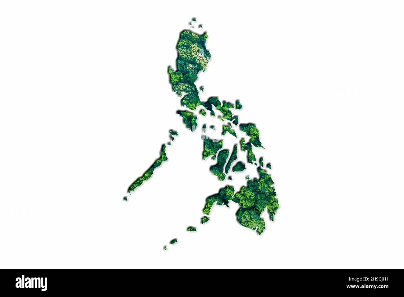 Green Forest Map of Philippines, on white background Stock Photo - Alamy