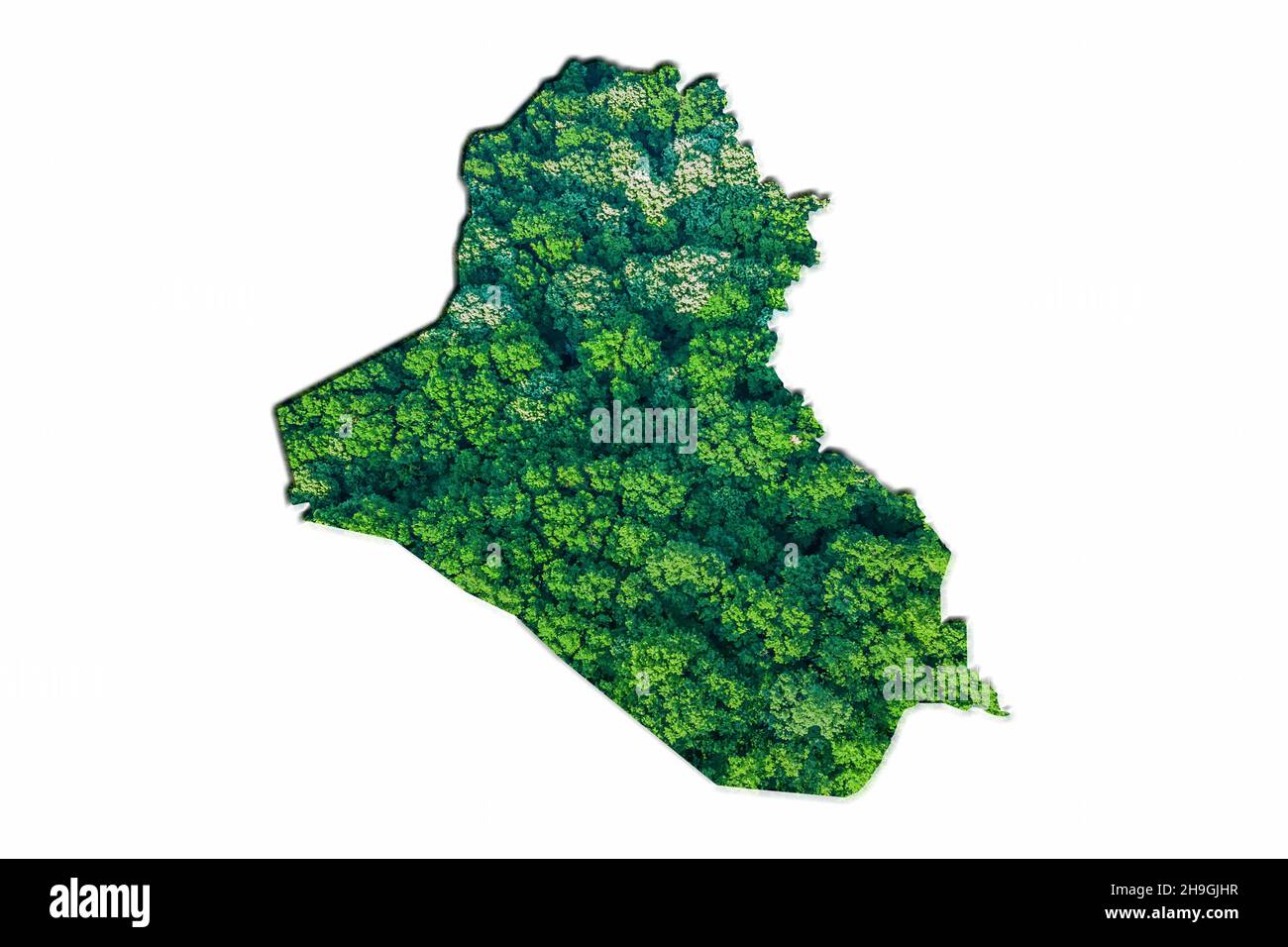Green Forest Map of Iraq, on white background Stock Photo - Alamy