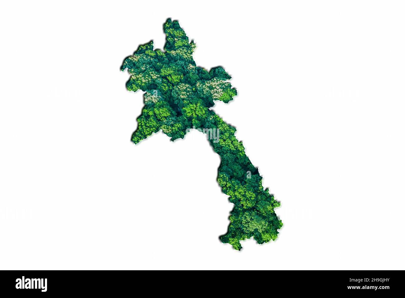 Green Forest Map of Laos, on white background Stock Photo - Alamy