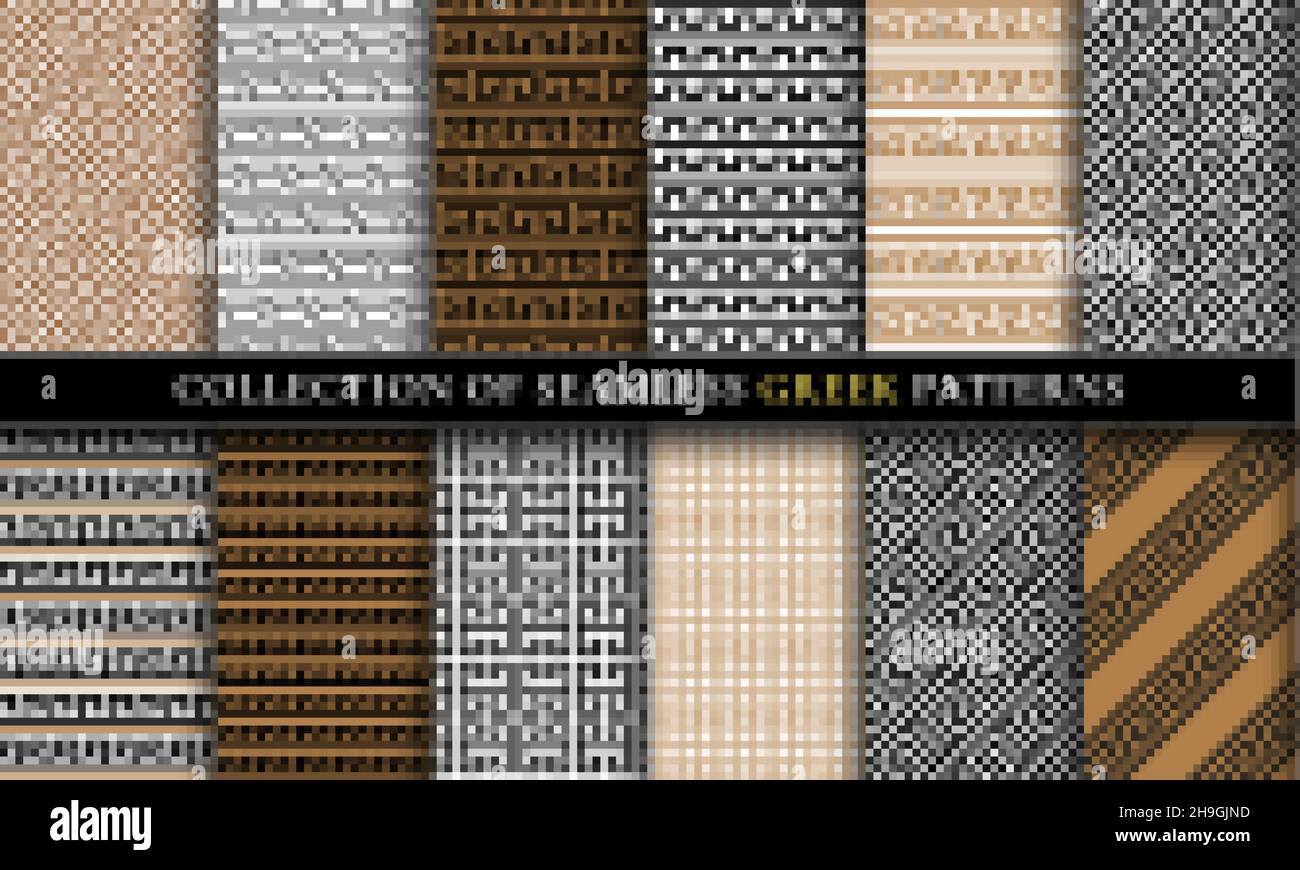 Vector seamless Greek patterns collection, art set Stock Vector Image ...